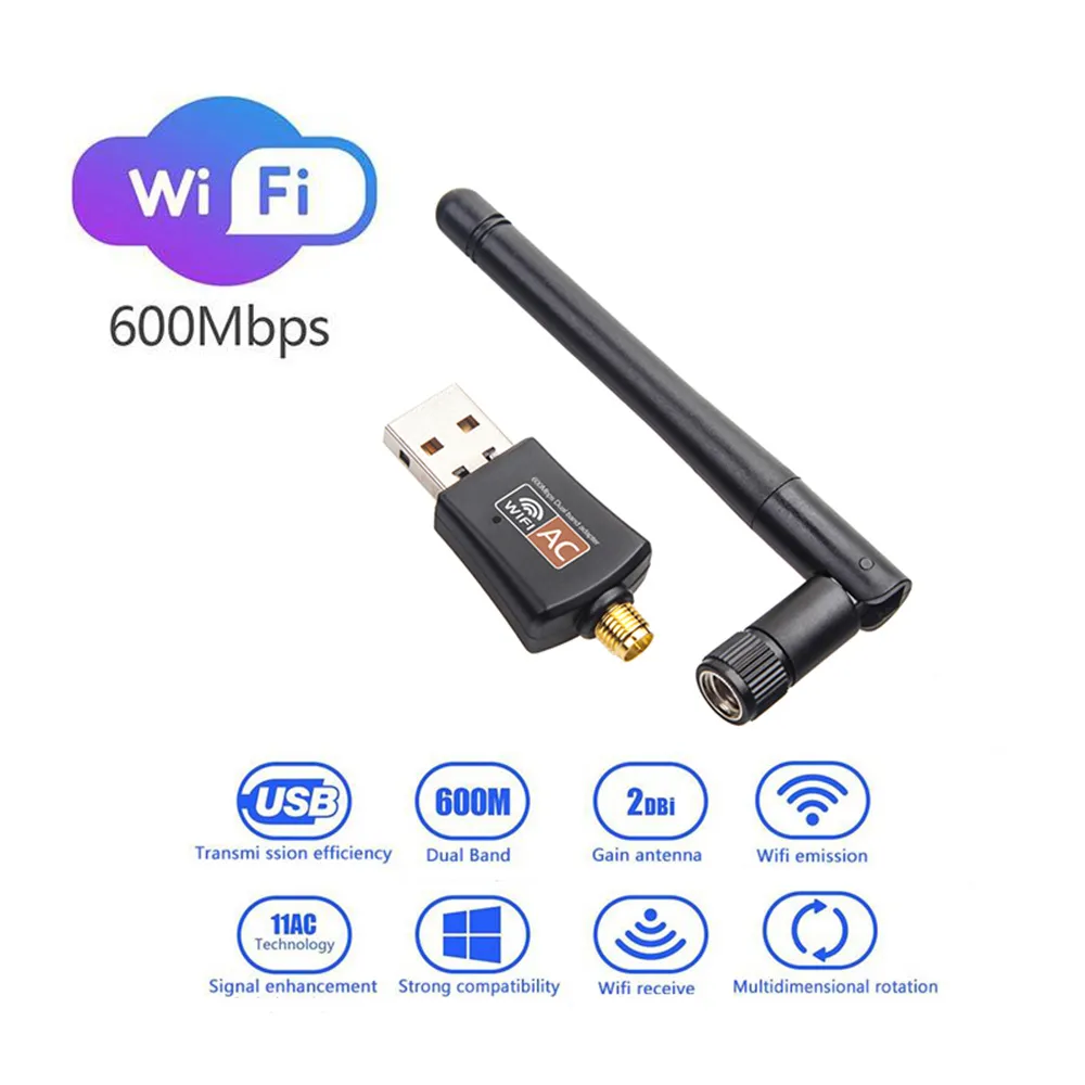 Dual Band USB Wifi 600Mbps Adapter 2025 AC600 2.4GHz 5GHz WiFi New With ...