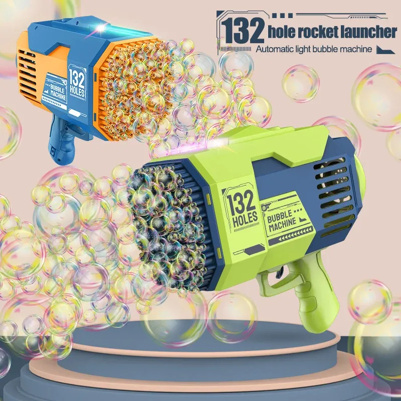 Rocket Bubble Gun With 132 Holes, Automatic Blower And Bubble Lights ...