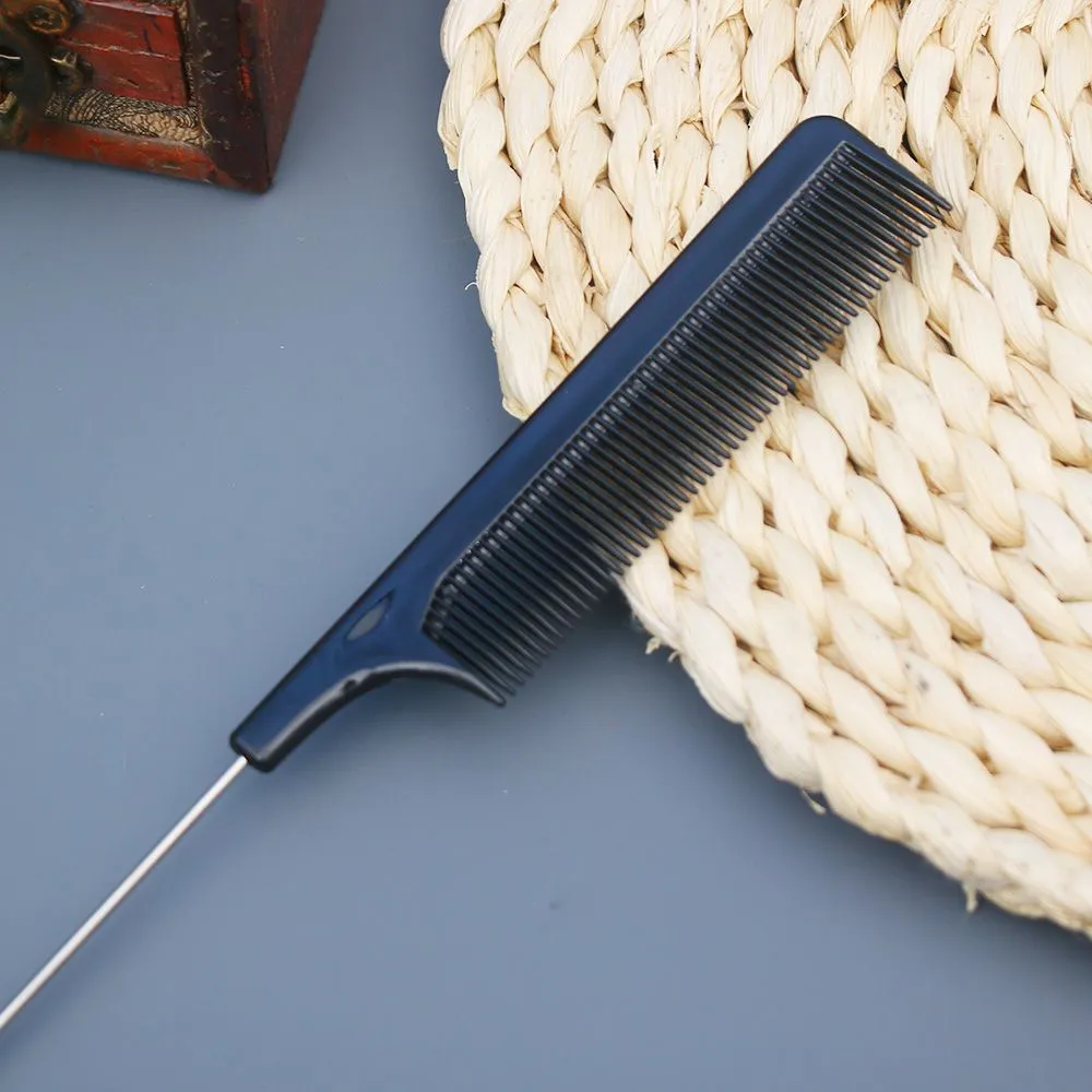 DHgate.com:Fine-tooth Metal Pin Hairdressing Tail Comb, Black Plastic ...
