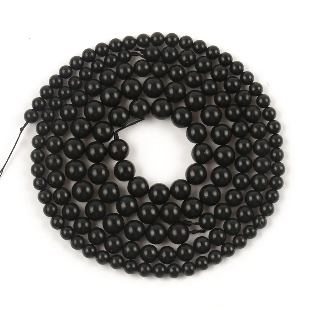 Shungite Healing Crystal Beads for Jewelry Making: Natural Black Round ...
