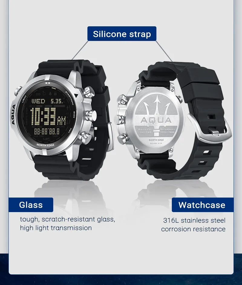 NORTH EDGE Men's Professional Diving Computer Watch Scuba Diving NDL No ...