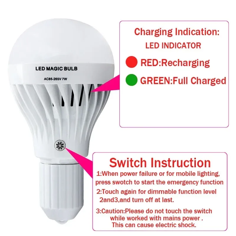 7W E27 Rechargeable LED Emergency Light Bulbs - Warm/White, IR Remote ...