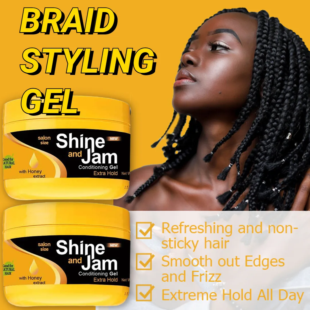 Shine And Jam Gel Strong Hold Braid Gel for Twist Locs Braids Edge ...