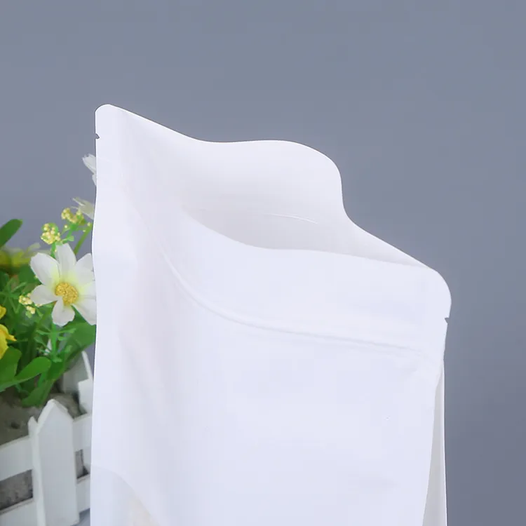 DHgate.com:Spot white kraft paper window eight-side sealing bag self ...