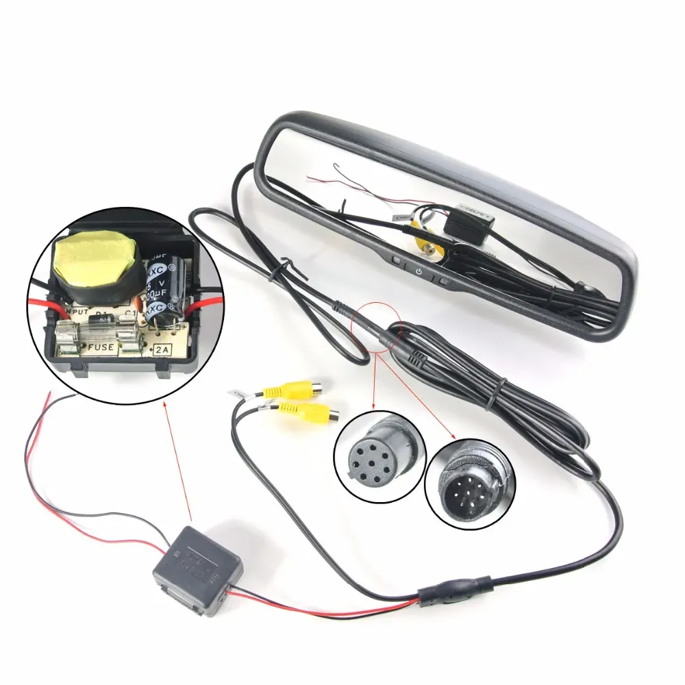 ANSHILONG 4.3 LCD Car Rear View Mirror Monitor + Backup Camera Kit ...