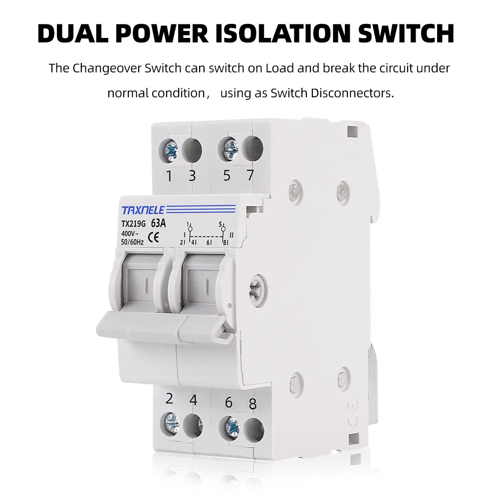 2P 40A 63A MTS Dual Power Manual Transfer Isolating Switch Interlock ...
