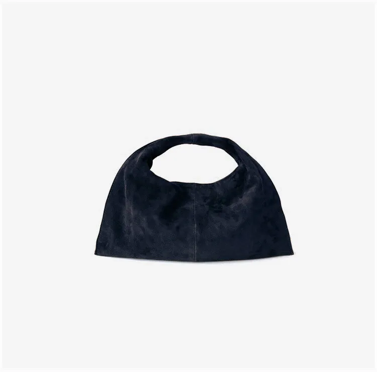 Women's Suede Sheepskin Drawstring Crossbody Bag - Dark Blue & Coffee ...
