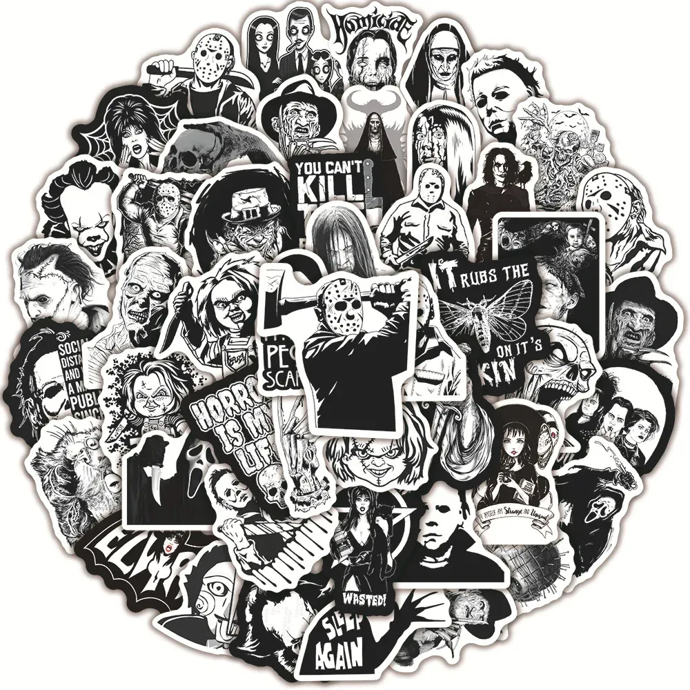 Cool Black & White Horror Movie Stickers - 10/20/Waterproof Vinyl ...