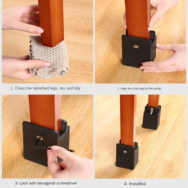 Adjustable Heavy-Duty Furniture Risers - 2/4 Inch Height Increase ...