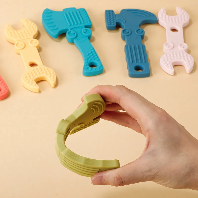 Silicone Teether for Baby - 4 Pack BPA-Free Wrench Tools Necklace Pendant for Teething & Chewing ...