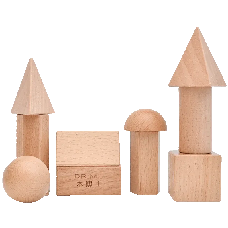 Montessori Mystery Bag Solid Wood Sensory Toys Geometric Shapes Natural ...