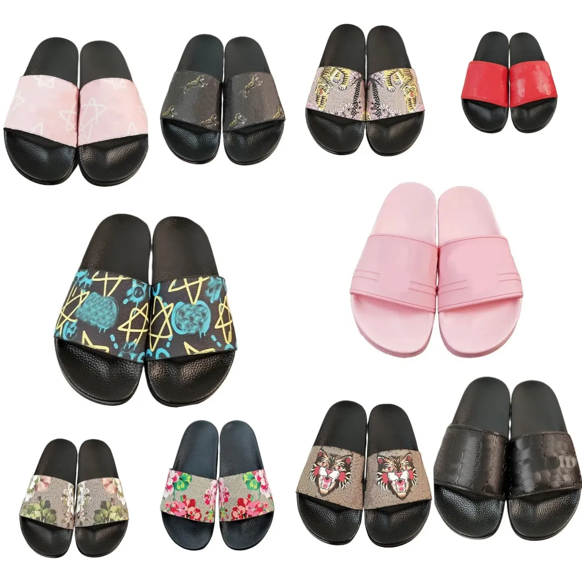Women Slippers Men Black Scuff Flat Sandals Easy To Wear Pool Pillow ...