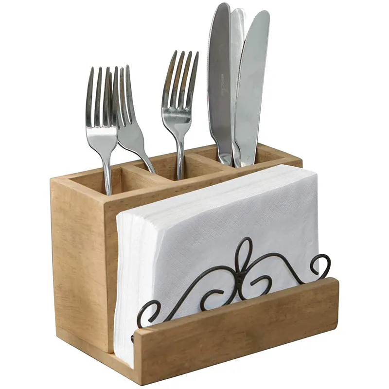 Wooden Kitchen Organizer Set - Knife Block, Tissue Box, Seasoning Rack ...