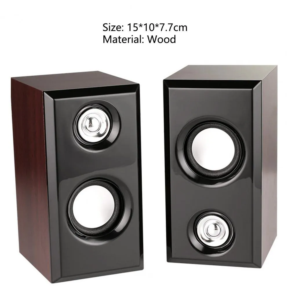 USB Wired Wood Speakers with Bass Stereo Subwoofer and 3.5mm AUX Input ...