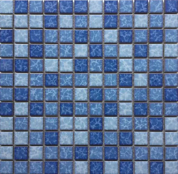 Ceramic glazed mosaic porcelain tiles with blue water pattern for ...