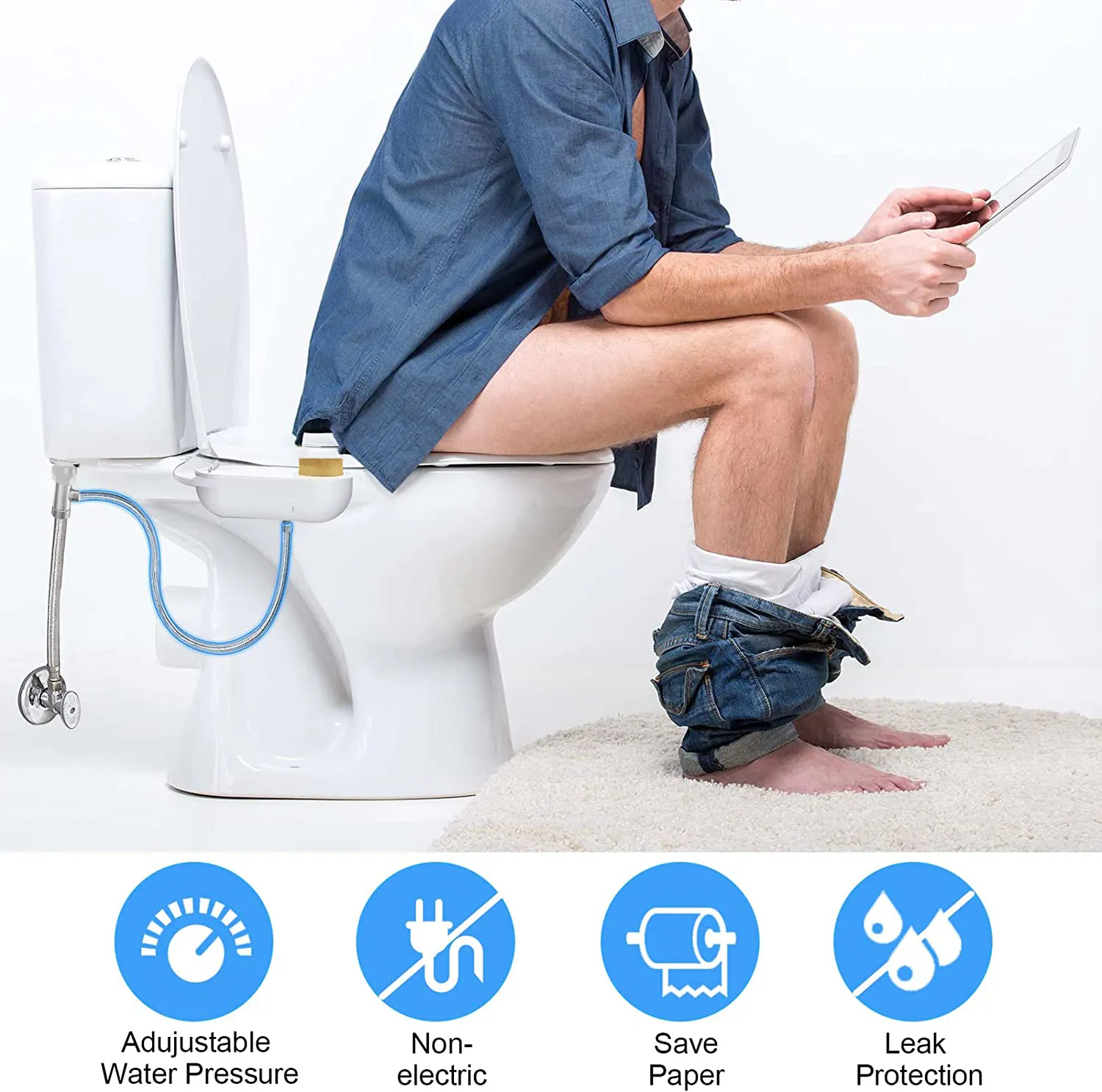 Jet Spray For Toilet Seat Non-Electric Bidet Attachment With Dual ...