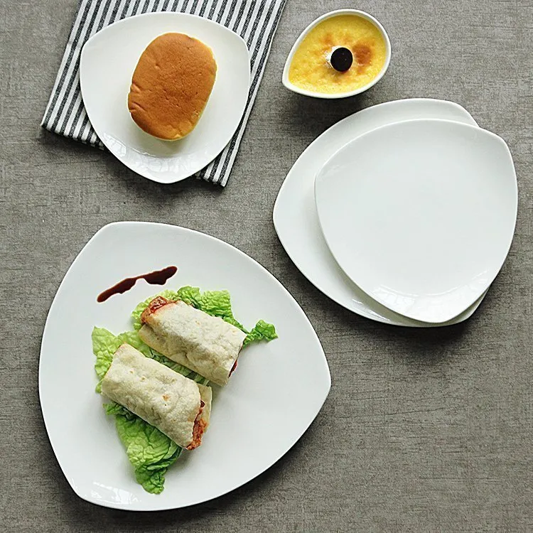 Modern Ceramic Steak Plate - Creative Triangle Serving Dish, White ...