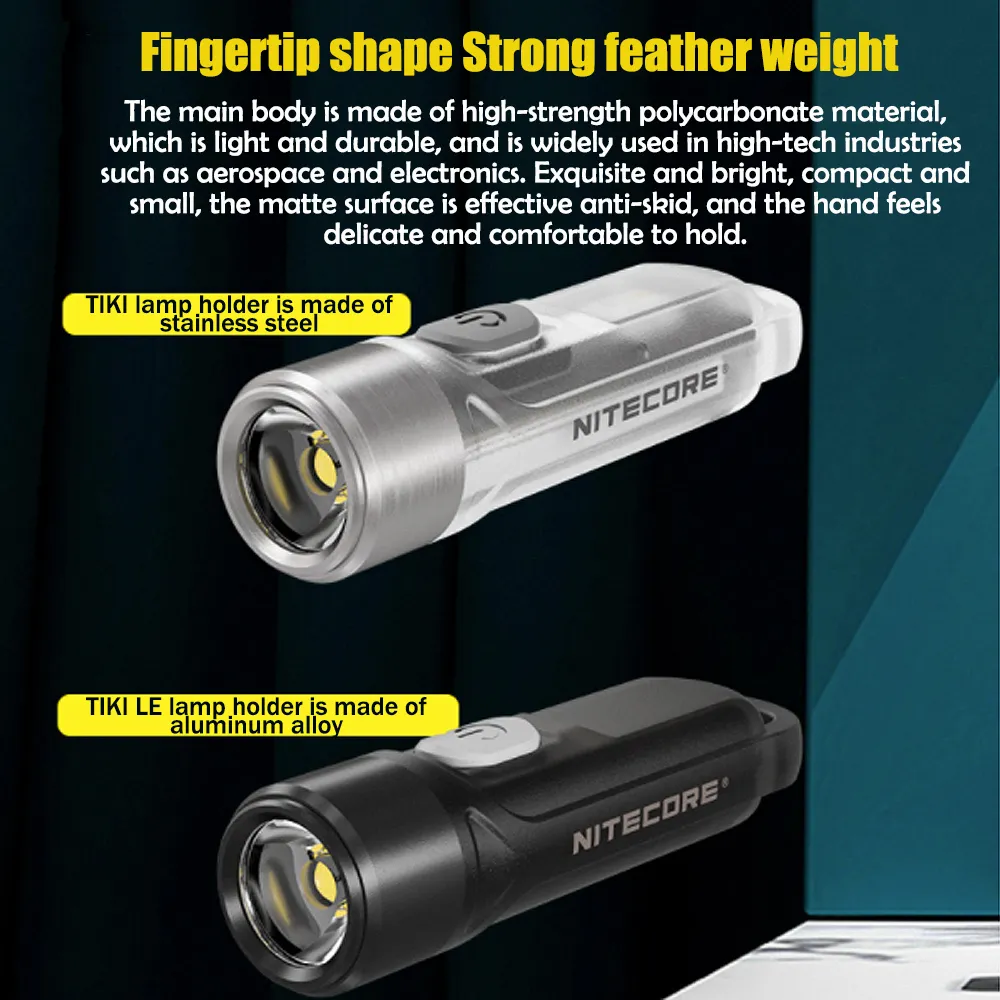 NITECORE Tiki LE Keychain Light - Tri-Color LED Flashlight, 300 Lumens ...