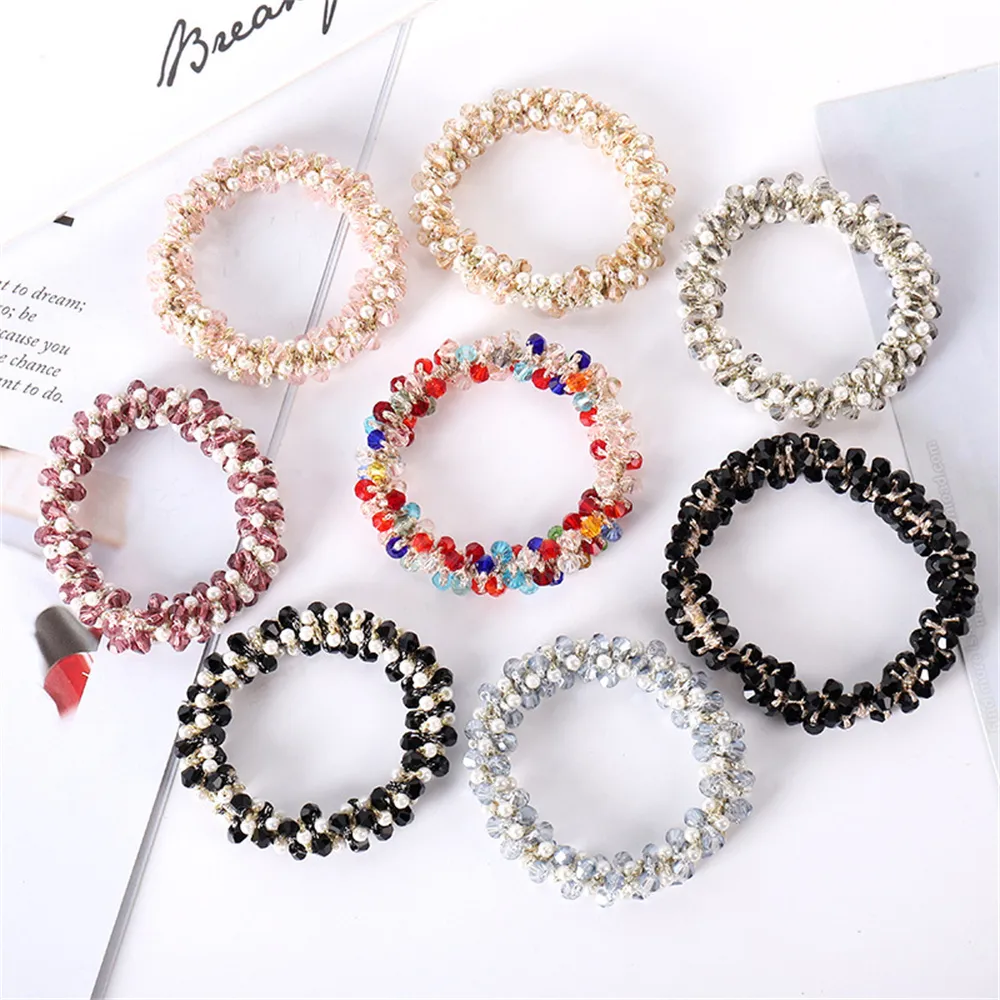 DHgate.com:Luxury Handmade Multicolor Crystal Pearl Beaded Scrunchies ...
