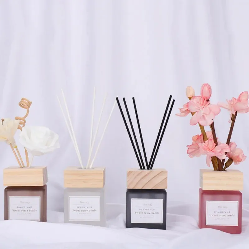 DHgate.com:2024 NEW 100ml Square Reed Diffuser Bottle with Wooden Cap ...