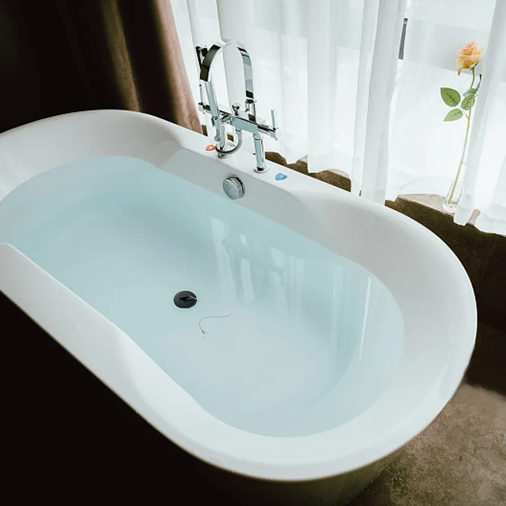 Black Rubber Bathtub Drain Plug with Chain, Anti-Leakage Sink Stopper ...