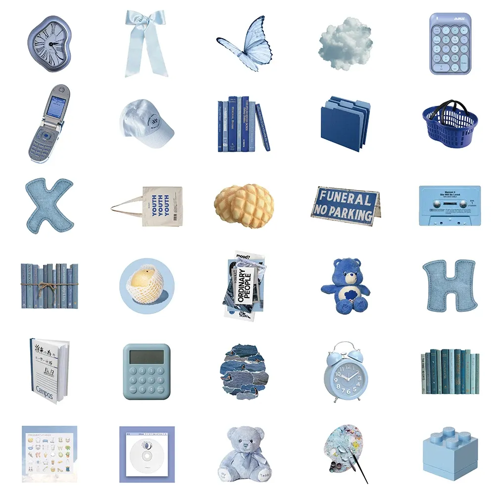 Wholesale Ins Blue Style 2025 Azure Stickers Vintage For Gift DIY Kids ...