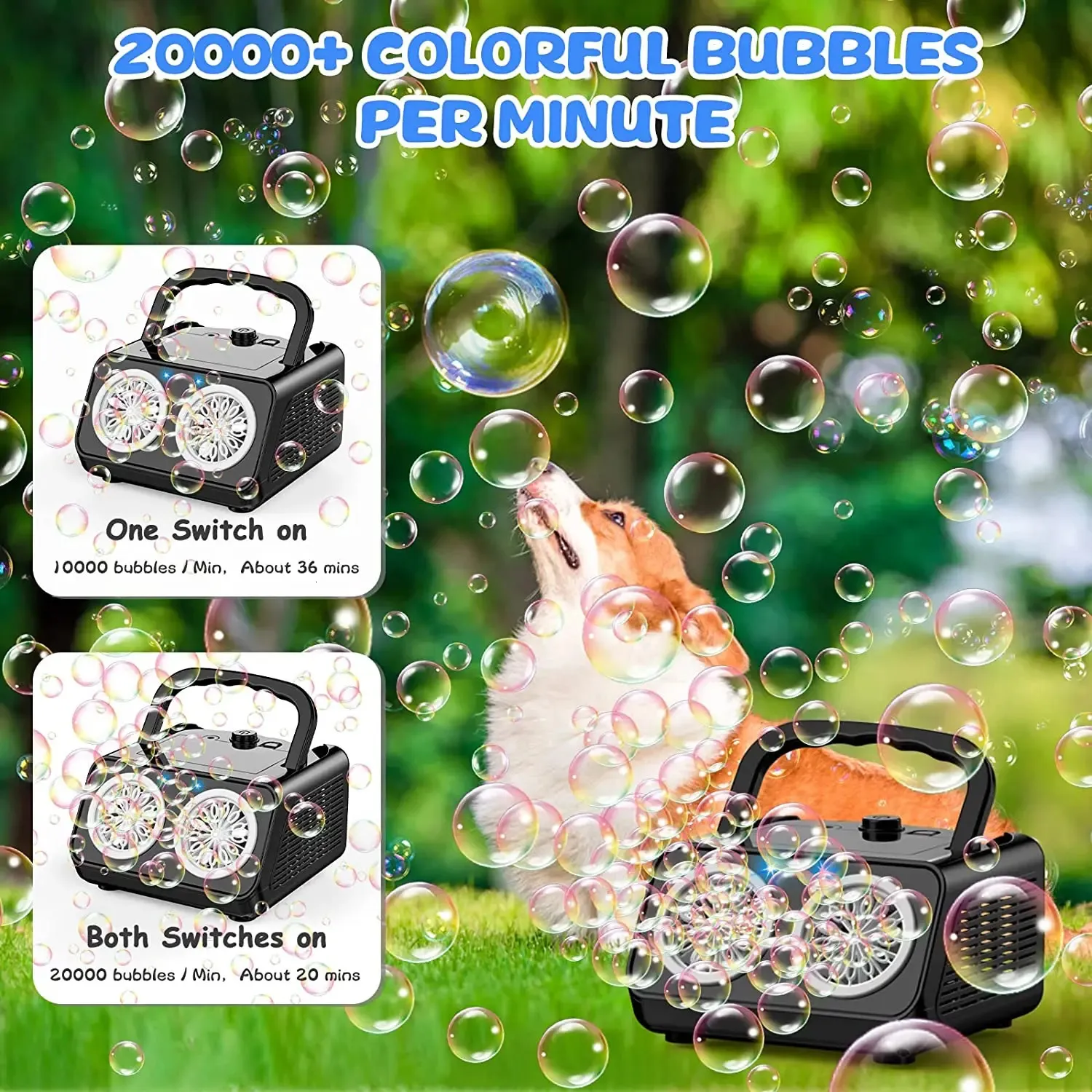 Automatic Bubble Machine Bubble Blower with 2 Fans 50000 Bubbles Minute ...
