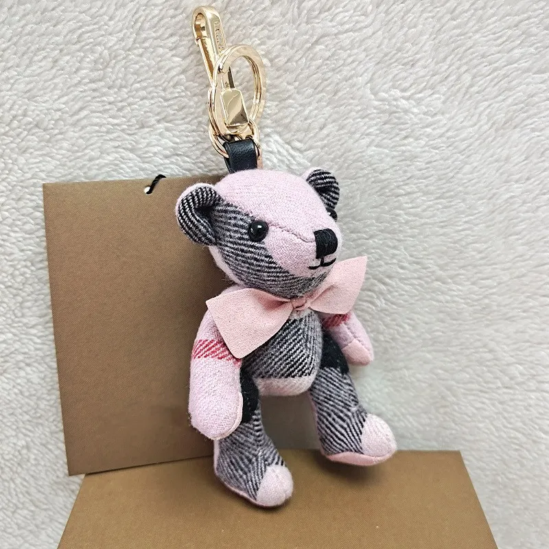 Cute Plush Bear Keychain Pendant - Handmade Cashmere Lattice Charm ...