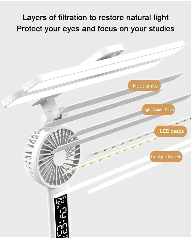 Rechargeable LED Table Lamp with Clock Display - Touch Control, Bedside ...