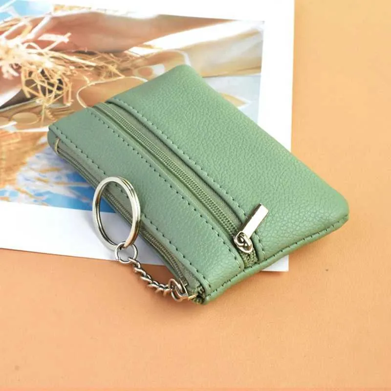 Mini Leather Coin Purse Keychain - Premium Cowhide, Zipper Closure ...
