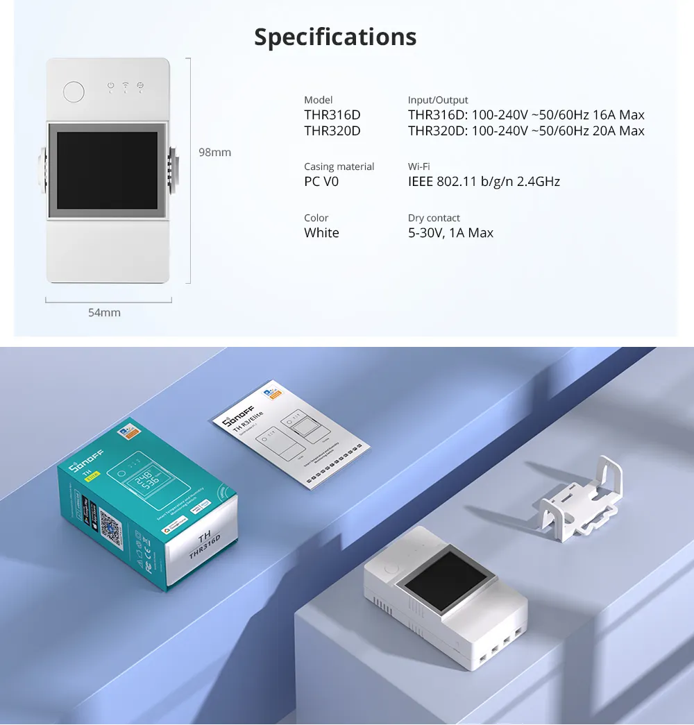 SONOFF TH Elite Smart Switch: Remote Monitor Temperature & Humidity ...