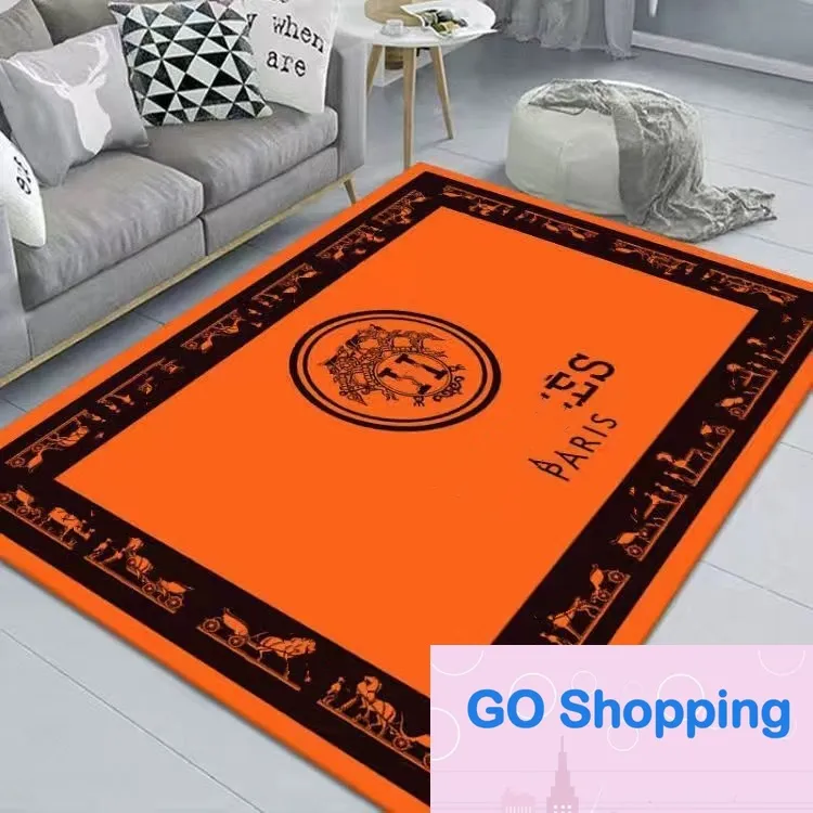 Luxury Area Rug: Light Orange Fashion Carriage Design Living Room ...