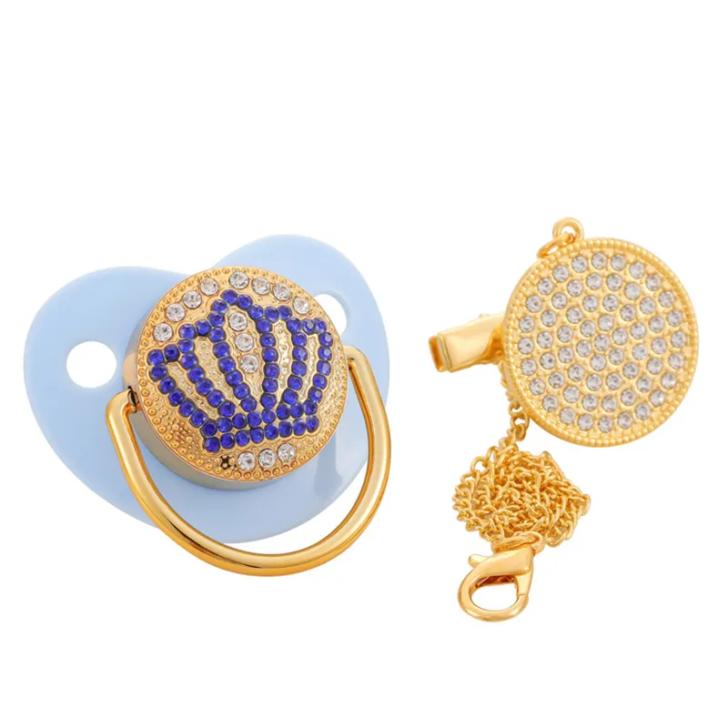 Bling Crown Pacifier with Clip - BPA Free Silicone Baby Soother for ...