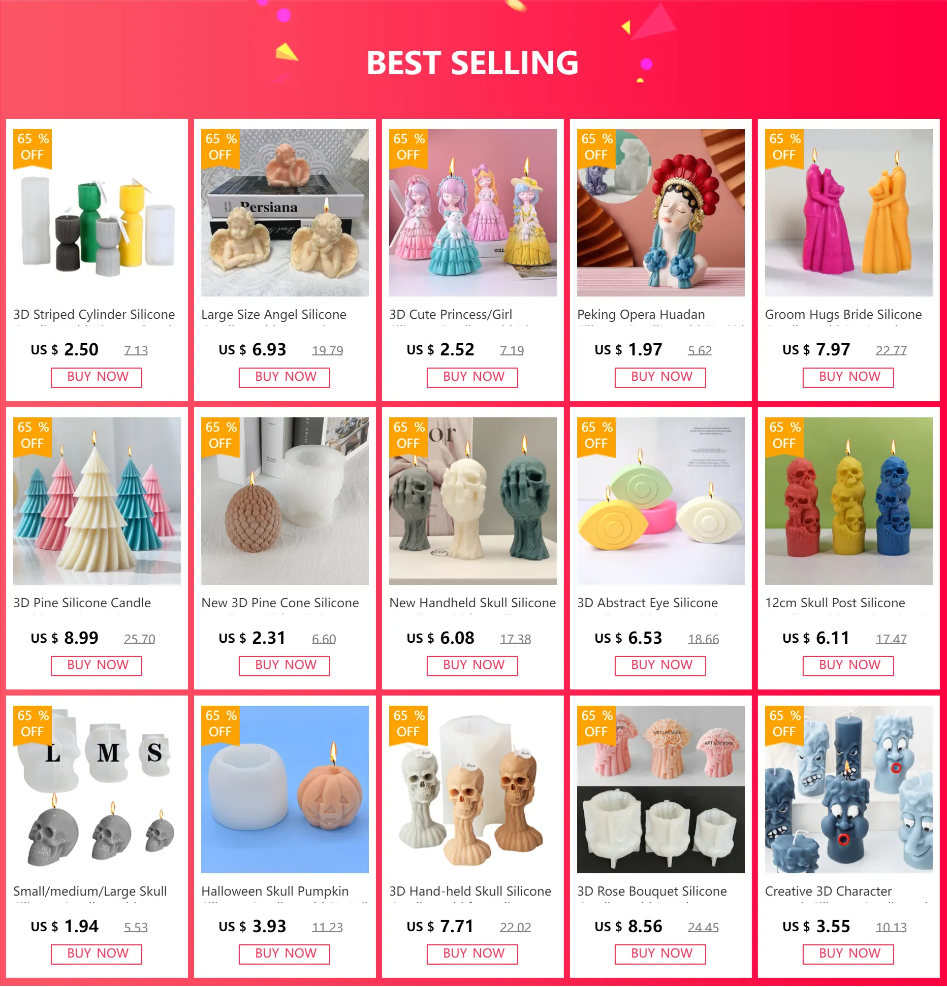 3D Peaked Cylinder Candle Mold DIY Handmade Cylinder Candle Making ...