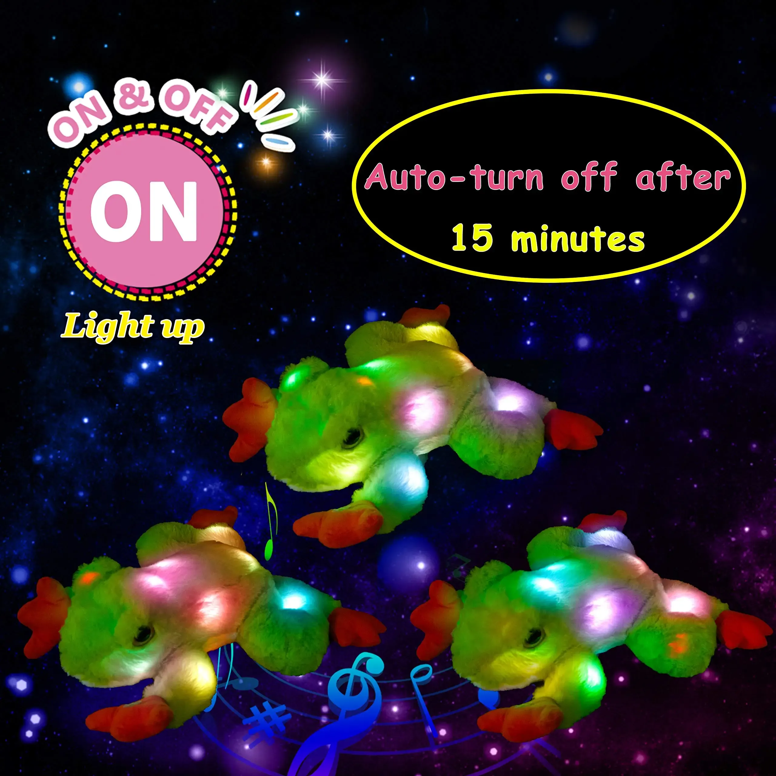 DHgate.com:Glowing Musical Frog Plush Toy - Green 35cm Stuffed Animal ...