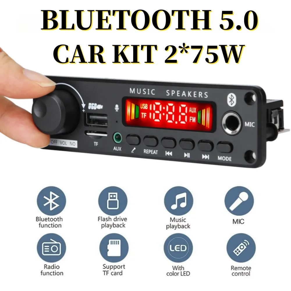Bluetooth Amplifier Board 150W 12V/6.5mm Mic, FM Radio, TF/USB Car ...
