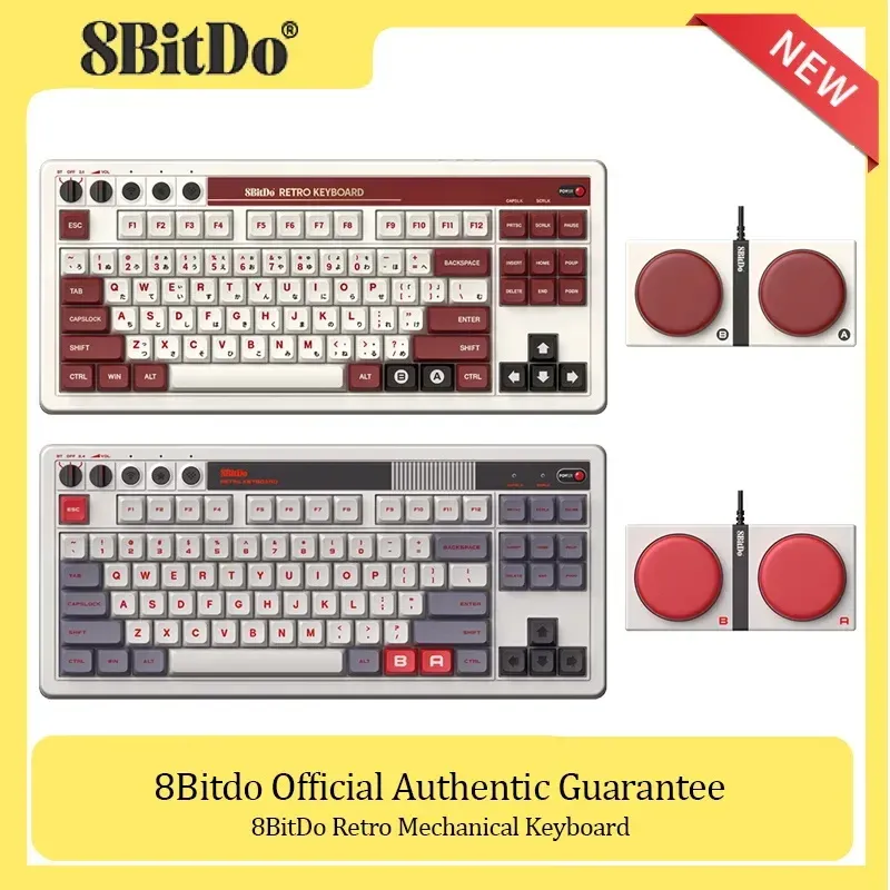 8Bitdo Retro Mechanical Bugha Keyboard With Bluetooth, 2.4G USB C, 87 ...