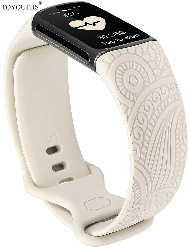 DHgate.com:Fitbit Charge 6/5 BandsFloral Engraved Soft Silicone Solo ...