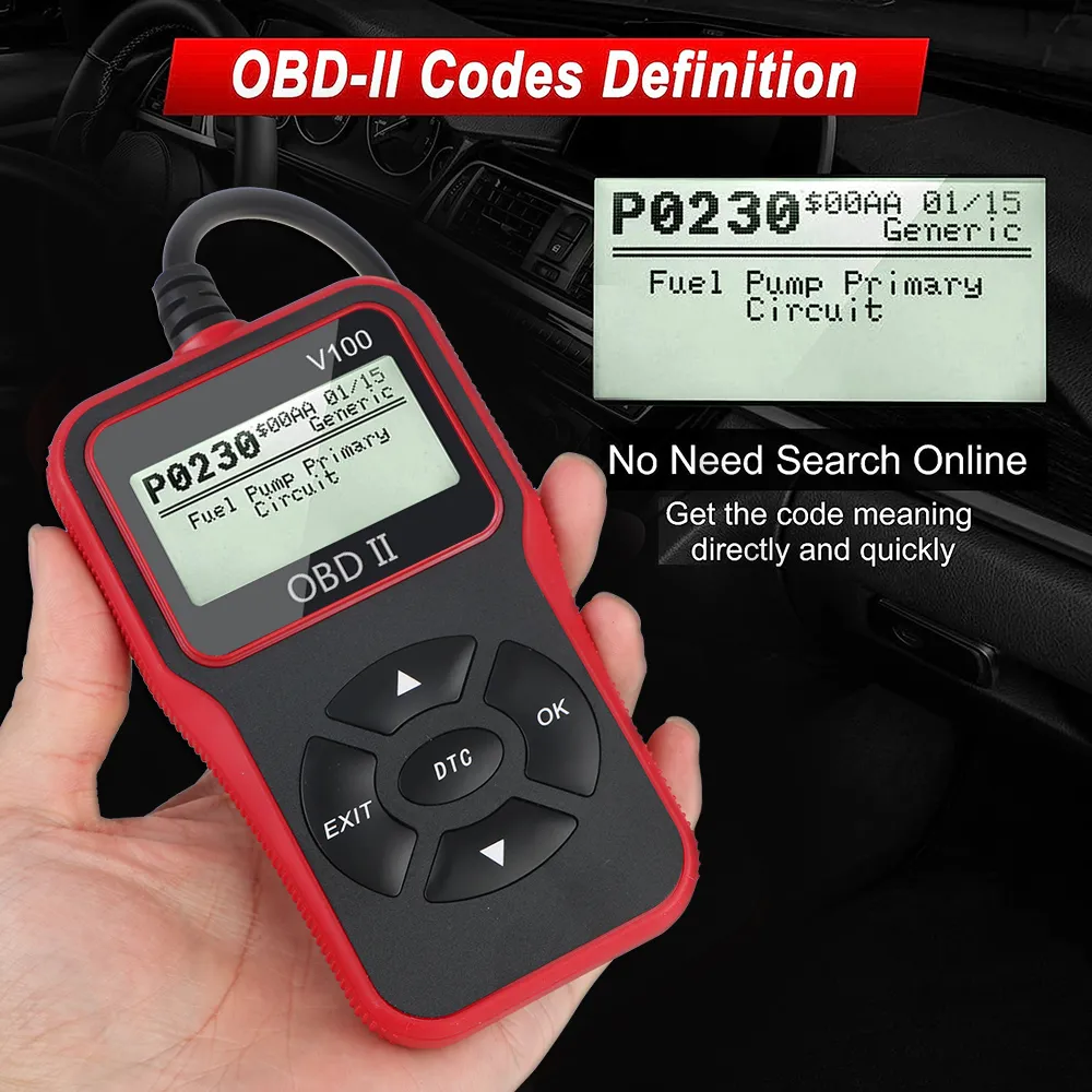 V100 OBD2 Scanner - Universal Car Diagnostic Tool, Plug-and-Play OBDII ...