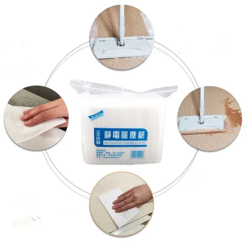 Electrostatic Dust Removal Mop Paper 100 Pack, Disposable Cleaning ...