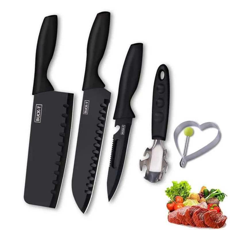 Sharp Kitchen Knives Set, Black Cutlery Sets Stainless Steel Kitchen ...