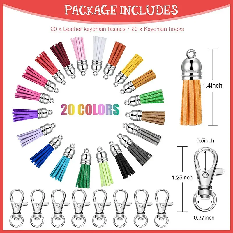 Key Fob Hardware Set with Metal Wristlet, Keyring, Tassel, and Swivel ...