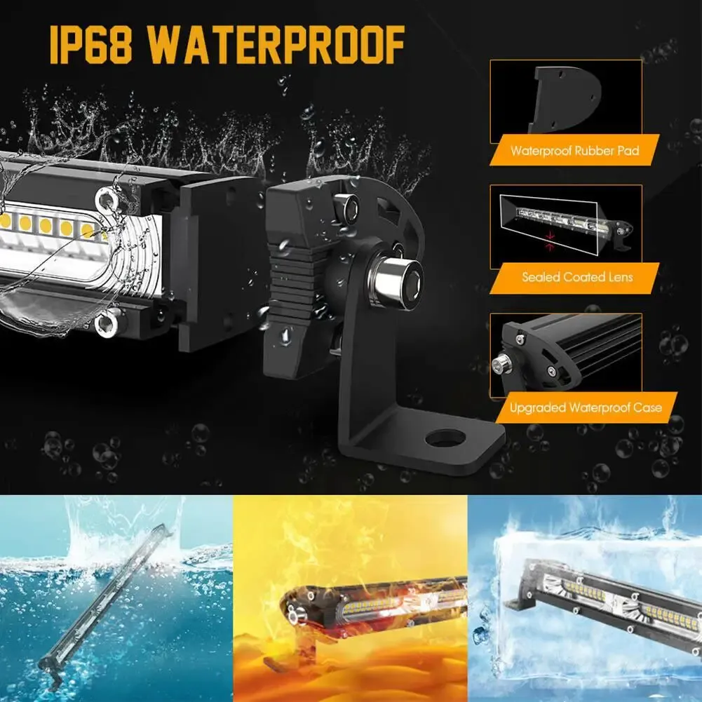 IP67 Waterproof 180W LED Light Bar - 6000K Single Row Work Lamp for Off ...