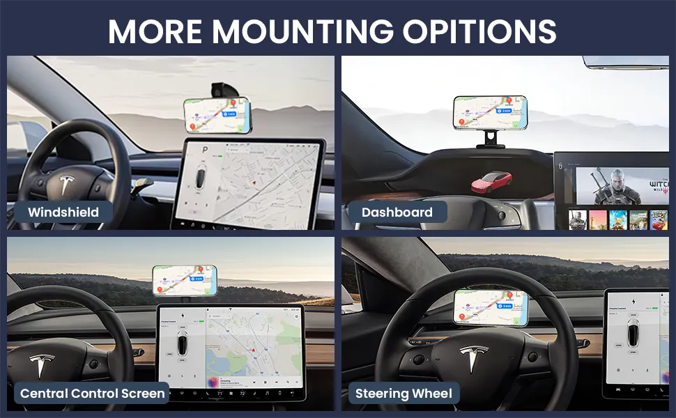 Magnetic Car Phone Holder for Tesla Model 3/X/Y/S, 360° Rotatable ...