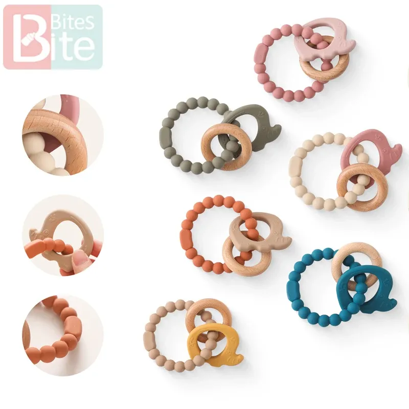 Silicone Teether Ring: BPA-Free Infant Teething Toys, Elephant Bracelet ...