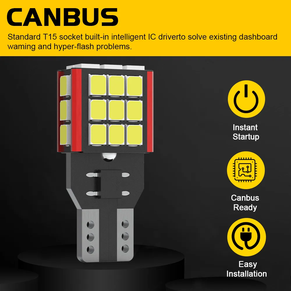 15 W Type B Bulb LED Reverse Light - High Output 921 T16 Bulbs, 3000LM ...