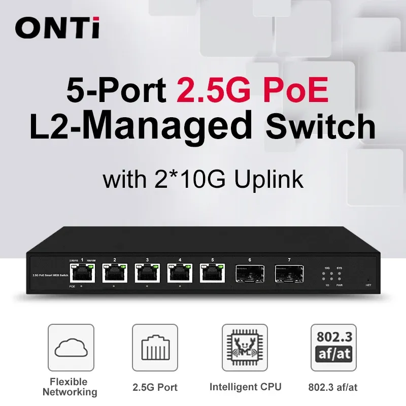 ONTi 5-Port & 8-Port 2.5 Gbps PoE Web-Managed Switch w/ 210G SFP+ Ports for Enterprise ...