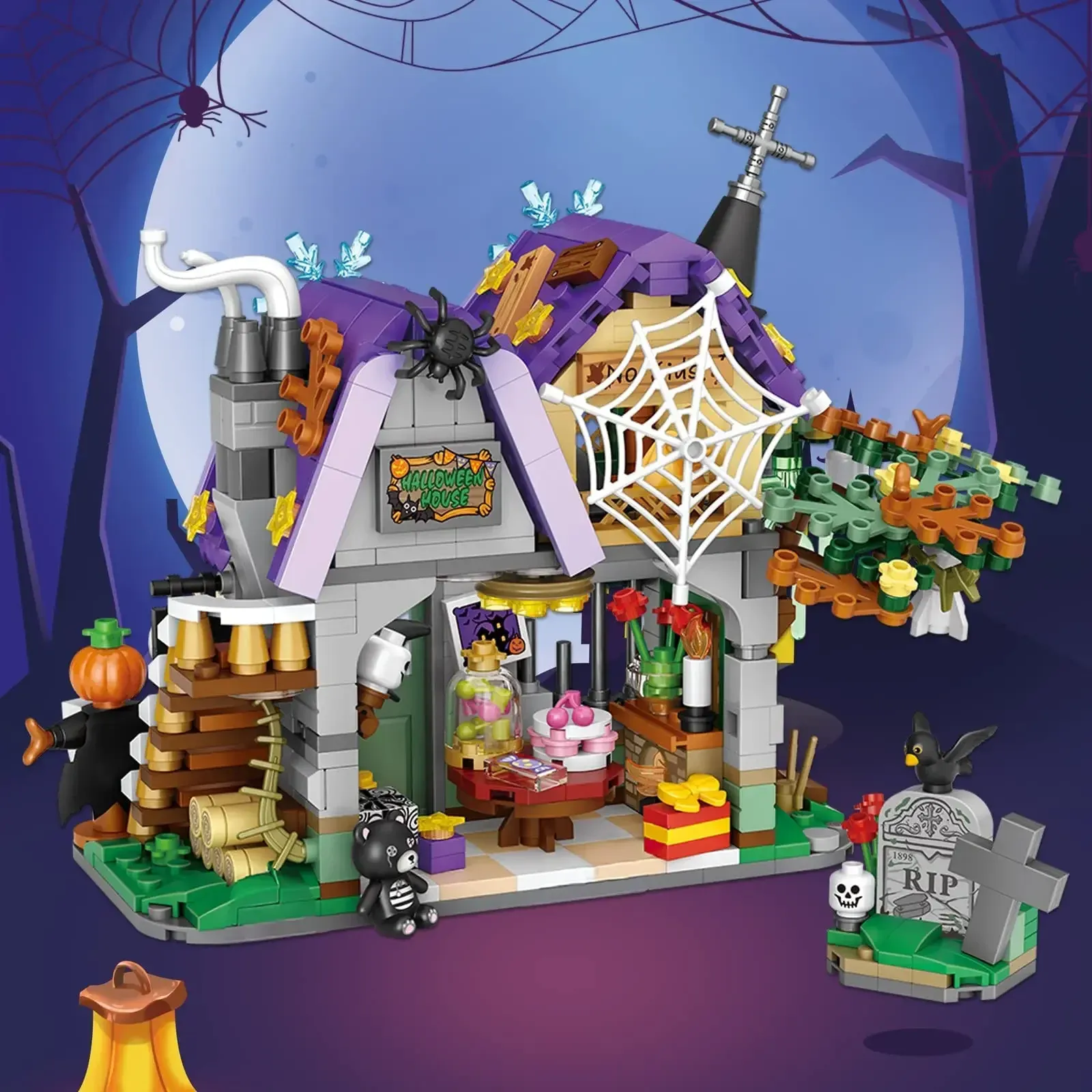 ToylinX Creative Building Block Pumpkin Hut Mini Bricks Set Halloween ...