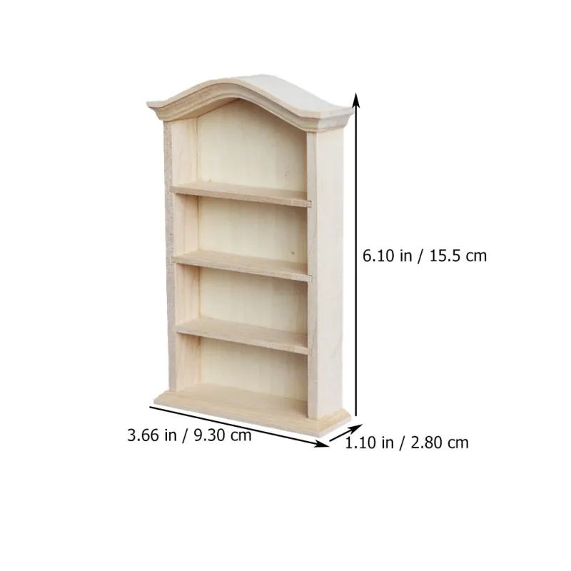 Mini Bookshelf: Wooden Dollhouse Bookcase, Miniature Storage Shelves ...