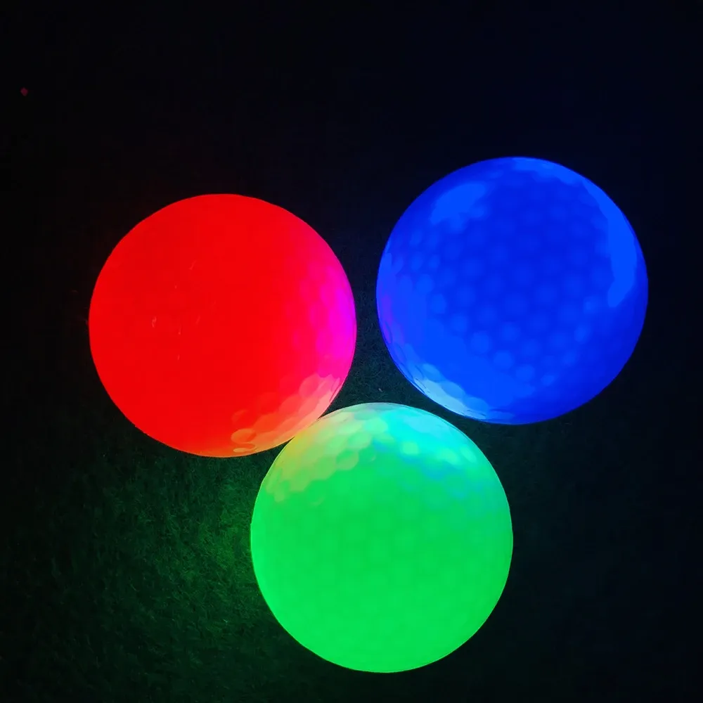 LED Luminous Glow Golf Balls Long Lasting Glow In The Dark Course Night ...